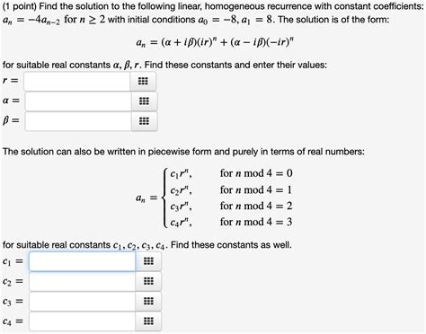solved 1 point find the solution to the following linear