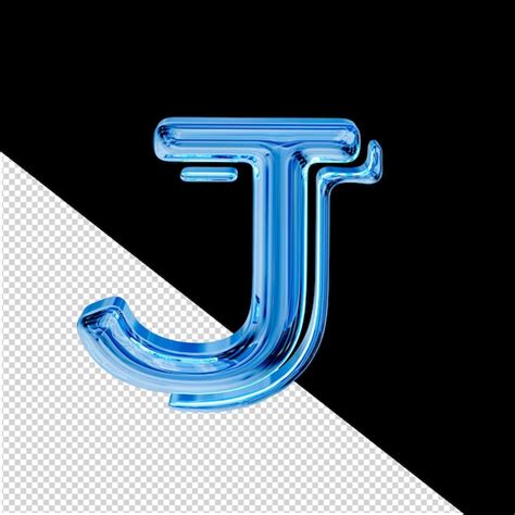 Letra j do símbolo 3d do gelo azul PSD Premium