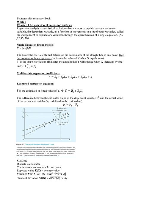 econometrics summary book econometrics summary book week 1 chapter 1 an overview of regression