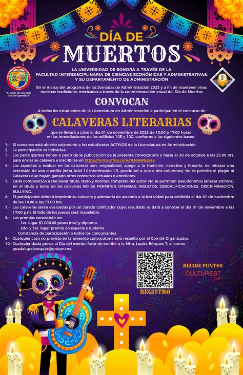 CONCURSO CALAVERAS LITERARIAS DÍA DE MUERTOS Departamento de