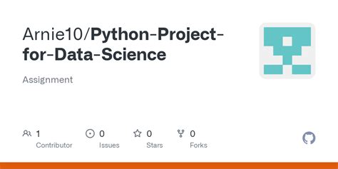 Github Arnie Python Project For Data Science Assignment