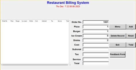 Restaurant Billing System Using Tkinter In Python With Source Code