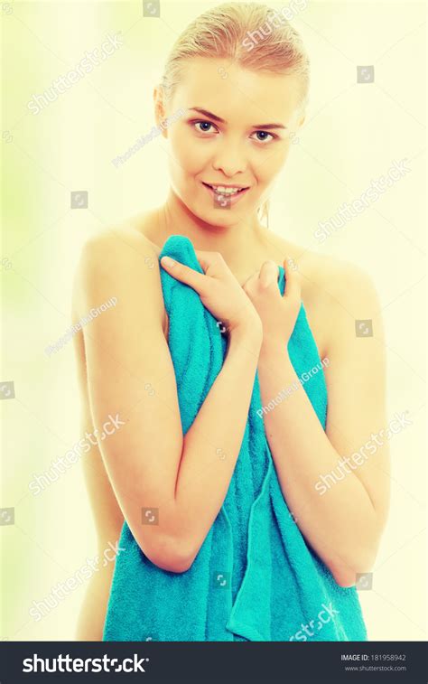 Portrait Beautiful Naked Woman Covering Her Stock Photo 181958942