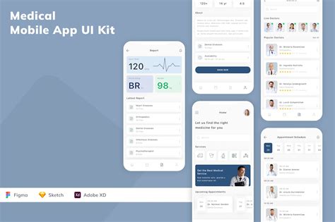 医疗移动应用App UI Kit SKETCH FIG XD 云瑞设计