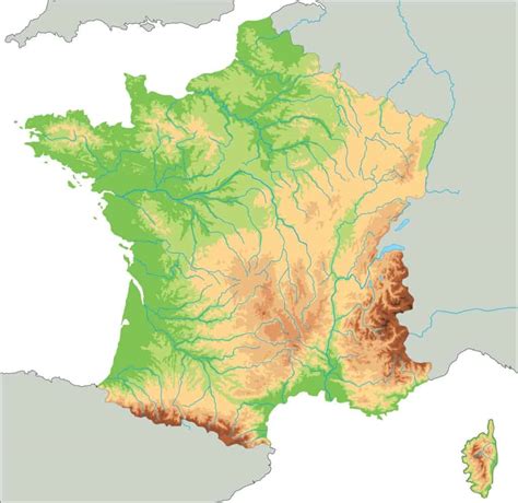 Mapas de Francia políticos físicos mudos Para descargar e imprimir