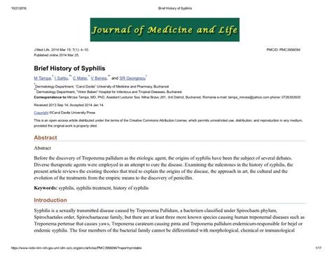 Brief History Of Syphilis DocsLib