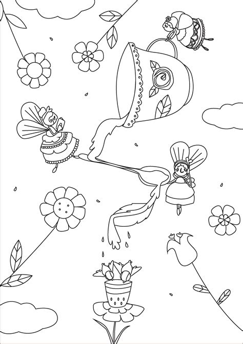 Hadas y té Dibujos Hadas para colorear para niños