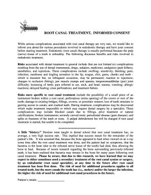 Fillable Online Root Canal Treatment Informed Consent Fax Email Print