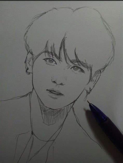 Pencil Sketch Jungkook Drawing Easy Bmp Place