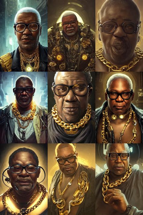 Ultra Realistic Illustration Cyborg Fat Old Black Man Stable