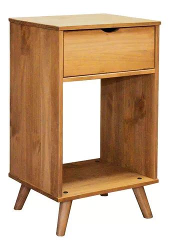 Mesa De Luz Madera Maciza Con Cajón Y Espacio Mesa De Noche Color