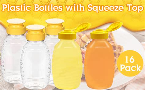 Amazon Qiuttnqn 16 Pack 8oz Clear Plastic Honey Bottles Squeeze