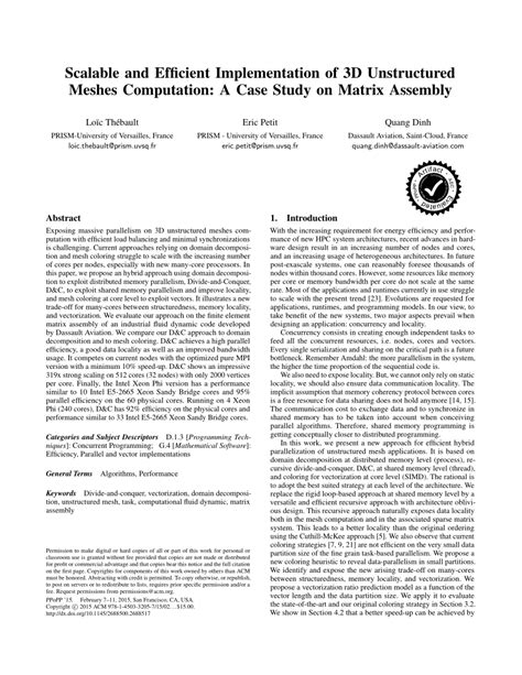 pdf task based parallelization of unstructured meshes assembly using dandc strategy