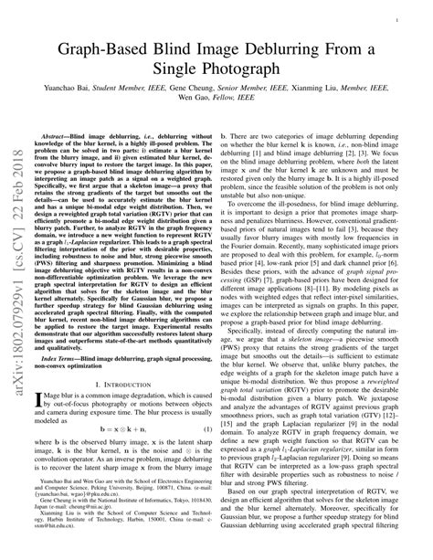 pdf graph based blind image deblurring from a single photograph