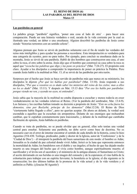 Pdf El Reino De Dios Las Parabolas Del Reino De Dios La