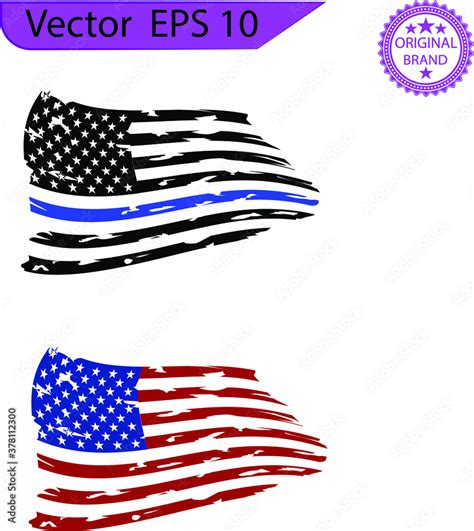 Distressed American Flags Set Transparent Background High Resolution