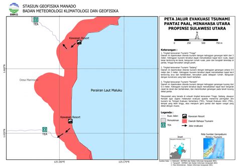 Peta Bahaya Tsunami Pantai Paal Likupang Timur Minahasa Utara
