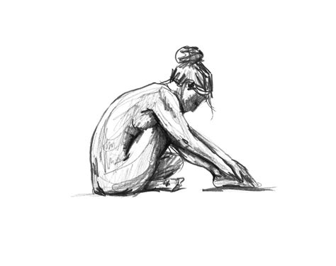Hand Drawn Nude Female Figure Drawing Print Black And White Etsy