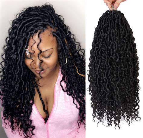 Buy Packs Goddess Locs Crochet Hair Curly Wavy Faux Locs Crochet Hair