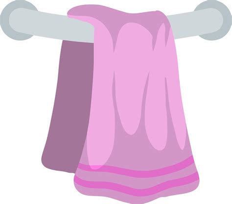Blue Towel On Holder Object On Wall Cartoon Flat Illustration