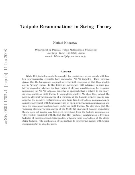 pdf tadpole resummations in string theory