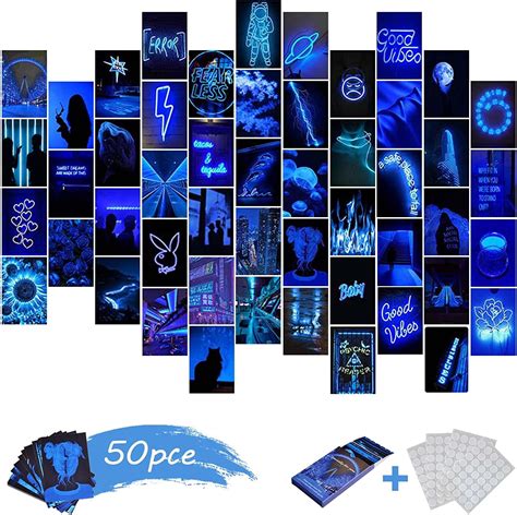 Buy Juwute Neon Wall Collage Kit Aesthetic Pictures Blue Aesthetic