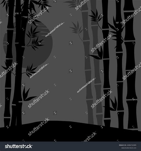 Vector Bamboo Forest Night Moon Beauty Stock Vector Royalty Free