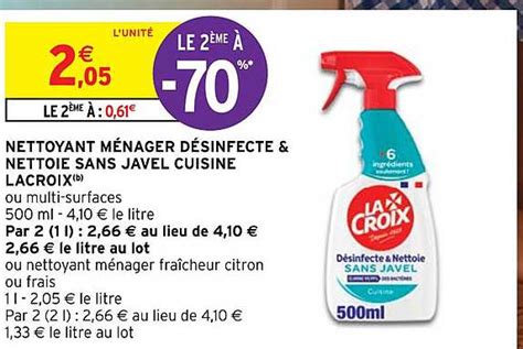 Promo Nettoyant Ménager Désinfecte Nettoie Sans Javel Cuisine Lacroix