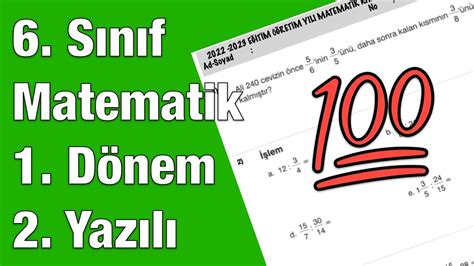 S N F Matematik D Nem Yaz L Sorular Pdf Youtube