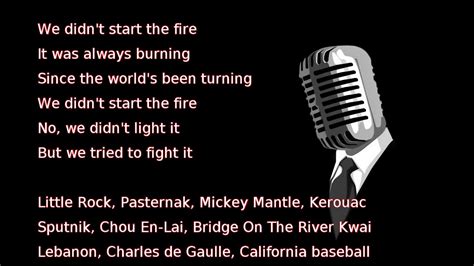 Billy Joel We Didn T Start The Fire Lyrics YouTube