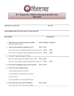 Fillable Online SCC Request For Military Education Benefits Form 2023