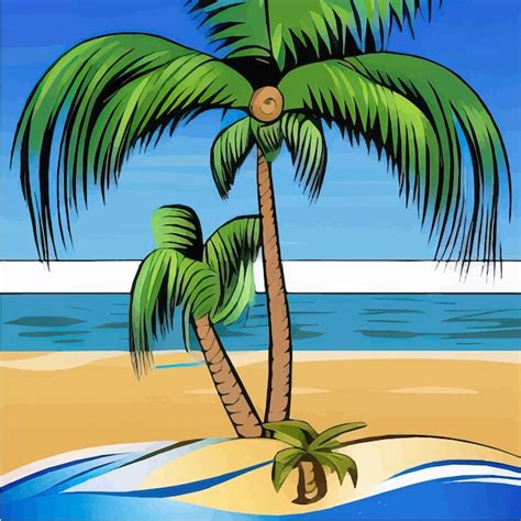 Palmeras De Silueta En La Playa Con Mar Ilustraci N De Vector