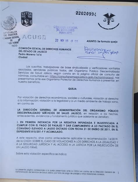 Tabajadores De Coprisjal Presentan Queja En Derechos Humanos Porque El