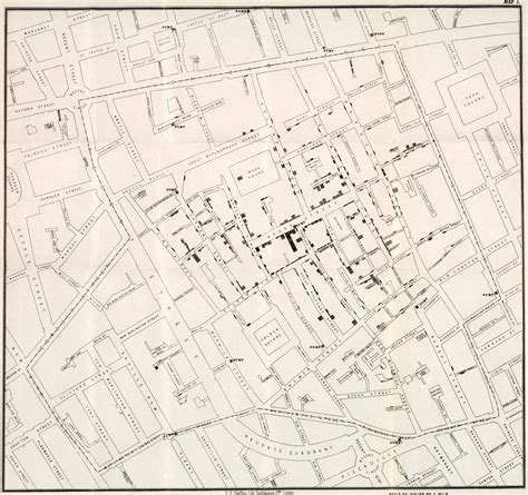 El cólera en Londres por John Snow 1855 Mapas Milhaud