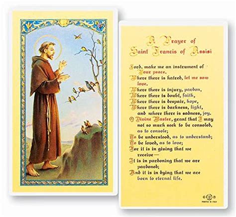 Saint Francis Of Assisi Prayer For Peace Laminated Holy Cards Set Of 5