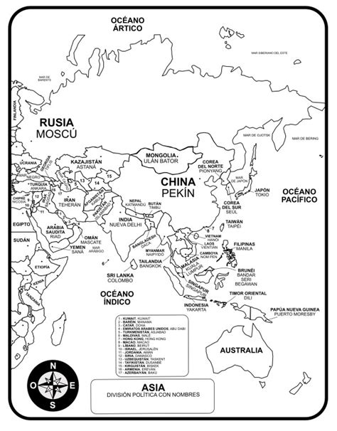 Mapas de Asia para descargar y colorear Colorear imágenes
