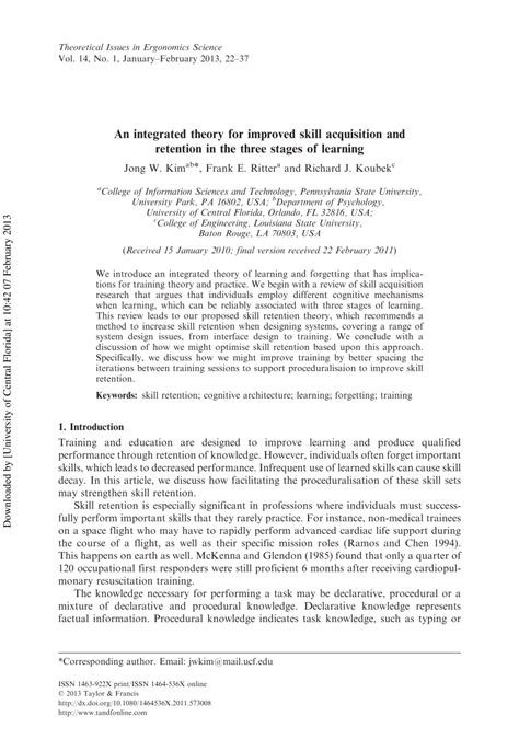 pdf an integrated theory for improved skill acquisition and retention in the three stages of