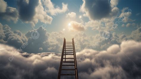 Heaven White Clouds Sky Ladder Background Lineage Cloud Ladder