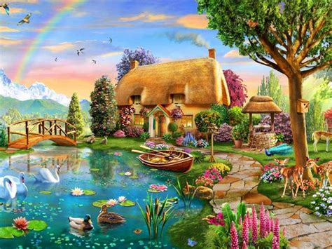 Una casa con una vista de cuento de hadas rompecabezas en línea