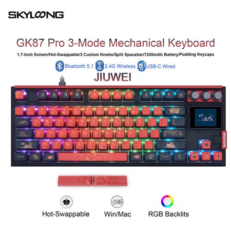 Jual SKYLOONG GK87 Pro 3 Mode Wireless Mechanical Keyboard Full Key Hot