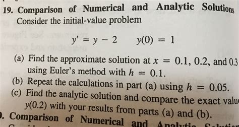 solved 19 comparison of numerical and analytic solutions