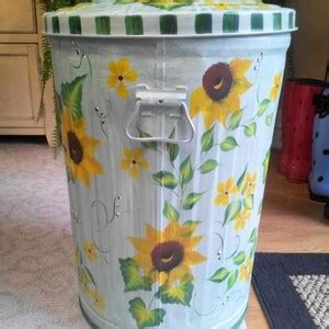 Hand Painted Trash Garbage Can 20 Gallon Light Hunter Wash Bright