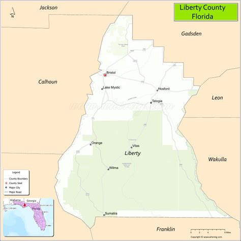 Liberty County Map Florida USA Check Major Cities Towns County