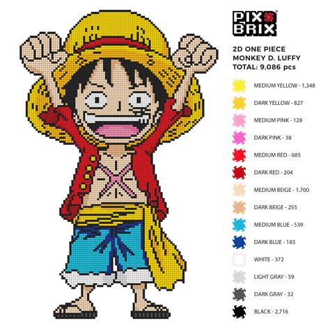 One Piece Monkey D Luffy Pixel Art Template Pix Brix Artofit