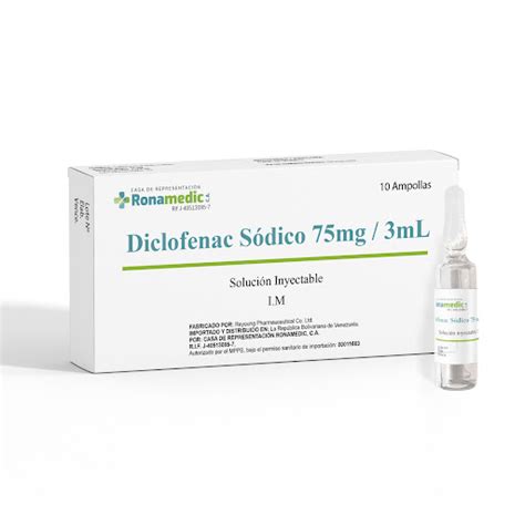 Diclofenac Sodico 75Mg 3Ml Solución Inyectable x10 Ampolla Ronamedic