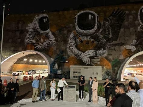 Develan Samuel García y Luis Donaldo mural Guardianes en Túnel de