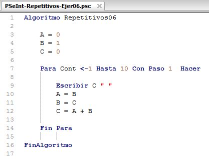 Pseint Repetitivo Mostrar Los Primeros Elementos De La Serie