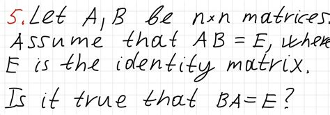 [solved] 5 let a b be nn matrices assume that ab e where