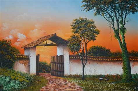 Pintura Moderna y Fotografía Artística Cuadro de Paisaje al Atardecer
