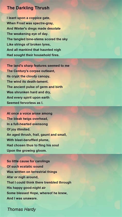 The Darkling Thrush The Darkling Thrush Poem By Thomas Hardy